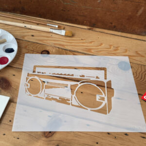 Boombox Stencil (8.5″x11″) | Stencil 1