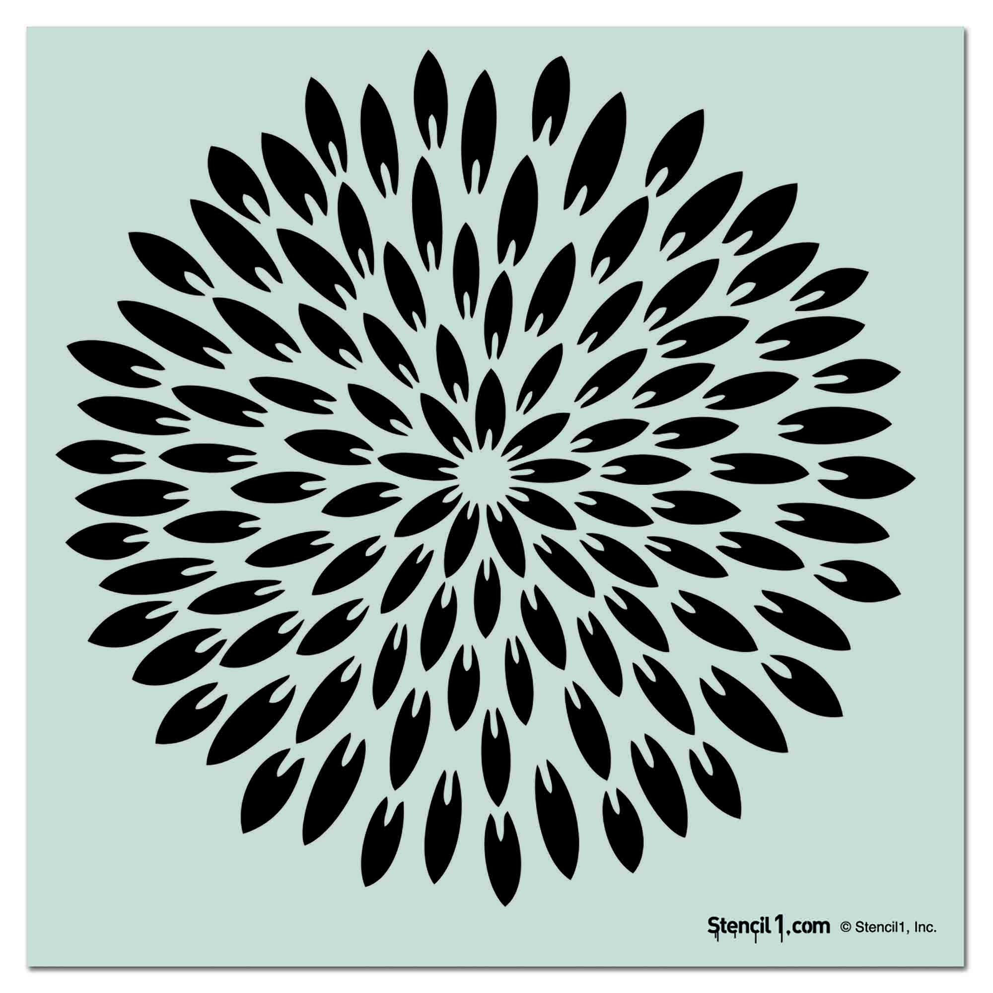 Exotic Mum Pointed Petals Repeat Pattern Stencil (11"x11") | Stencil 1