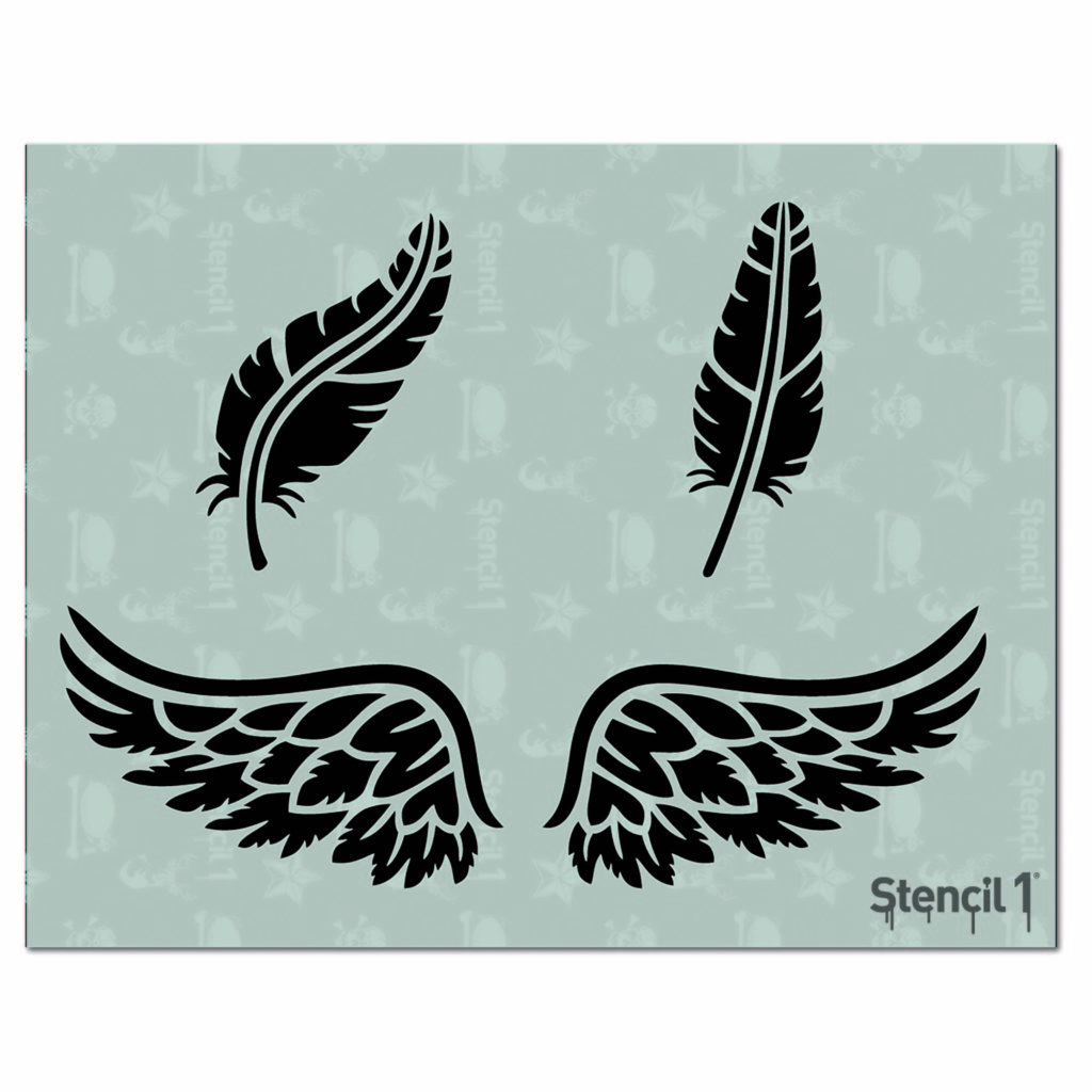 Feathers & Wings Stencil (8.5″x11″) | Stencil 1