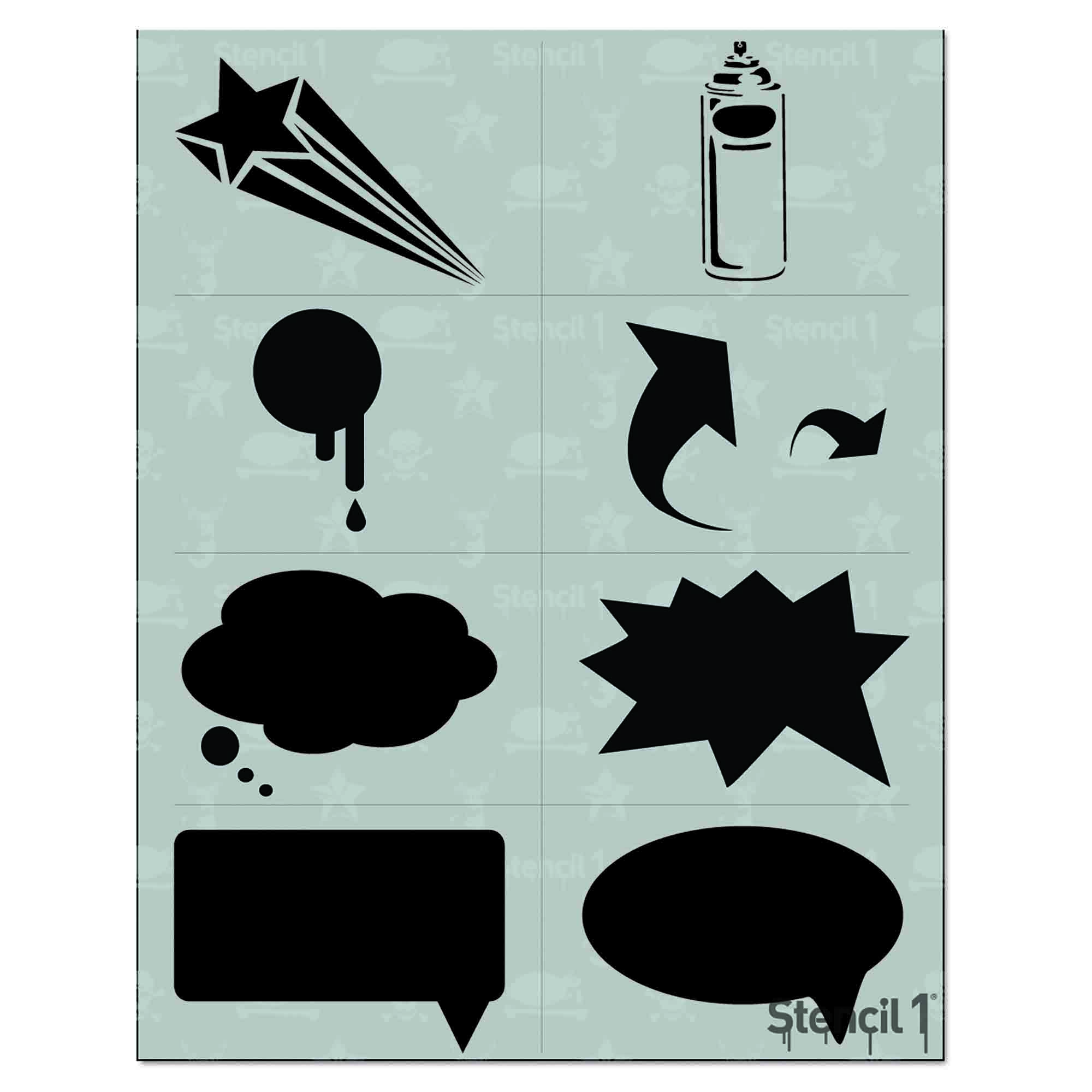 COMIC/GRAFF LINGO Stencil 8-pack | Stencil 1