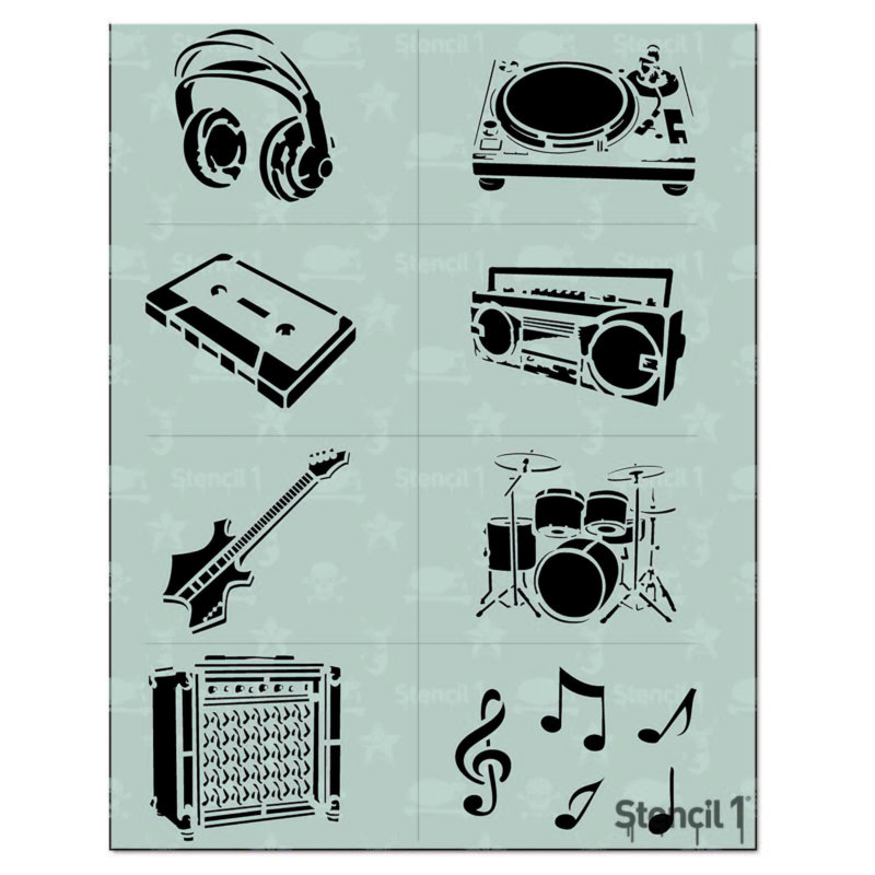 MUSIC ROCK Stencil 8-pack | Stencil 1