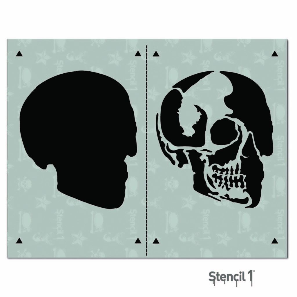 Skull in Profile Stencil – Two Layers | Stencil 1