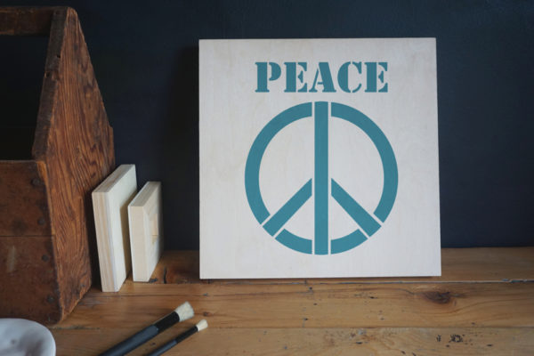 PEACE and Peace Symbol Stencil | Stencil 1