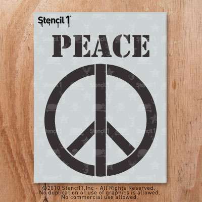 PEACE and Peace Symbol Stencil | Stencil 1