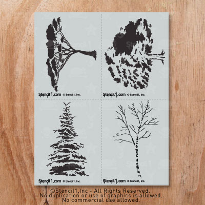 Tree Stencil 4-Pack | Stencil 1