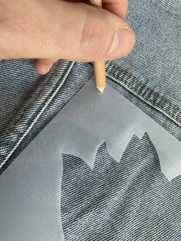 Stenciled Lotus Denim Jacket | Stencil 1