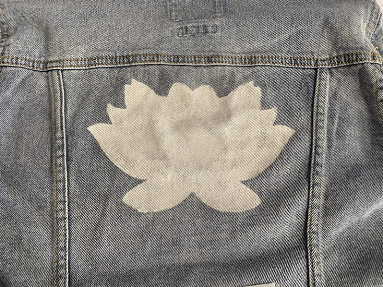 Stenciled Lotus Denim Jacket | Stencil 1
