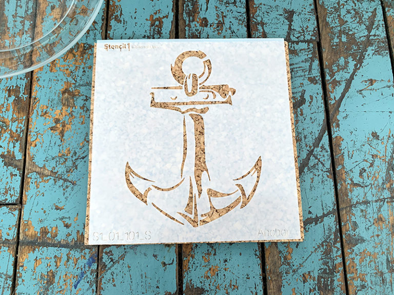 Stenciled Anchor Cork Coasters | Stencil 1