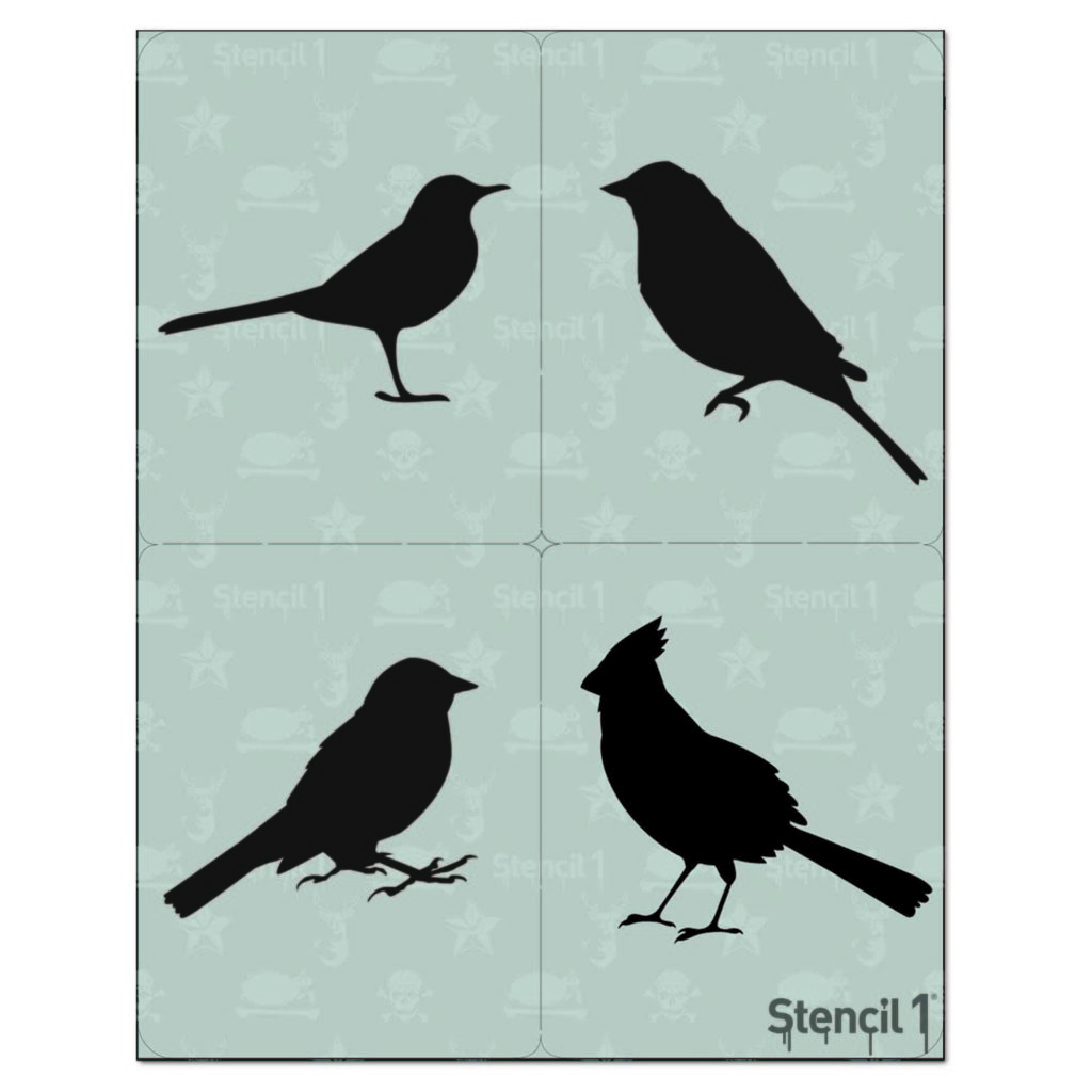 Bird Silhouettes Stencil 4-pack | Stencil 1