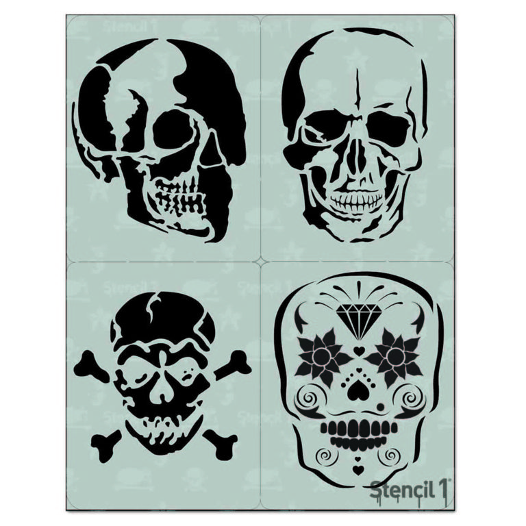 Skulls Stencils 4-Pack | Stencil 1