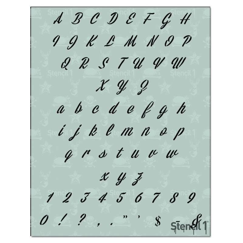 Script Letters Numbers Stencil 1/2 Inch | Stencil 1