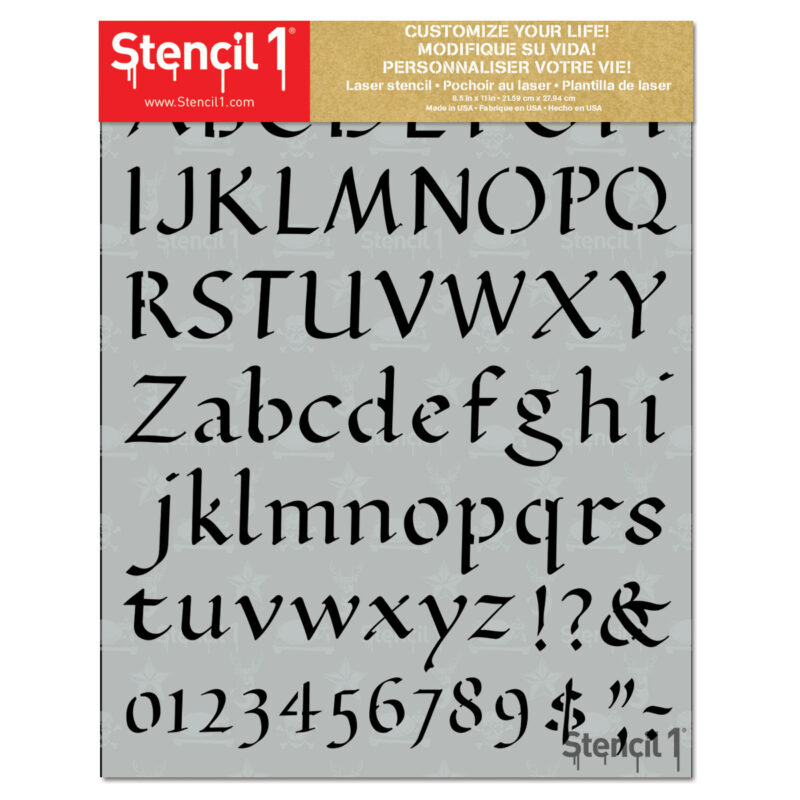 Calligraphy Letter Numbers Stencil – 1 Inch | Stencil 1